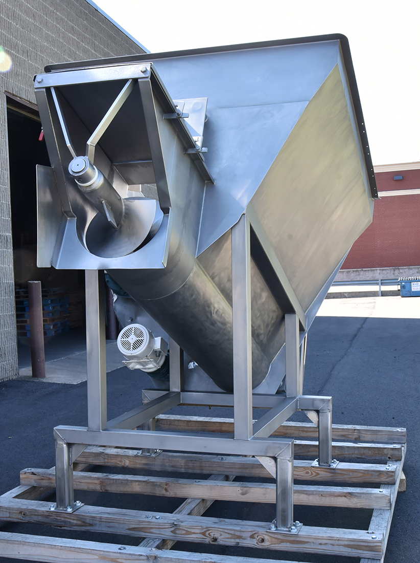 Agitated HOPPER over ELEVATING SCREW FEEDER, food grade sanitary ...