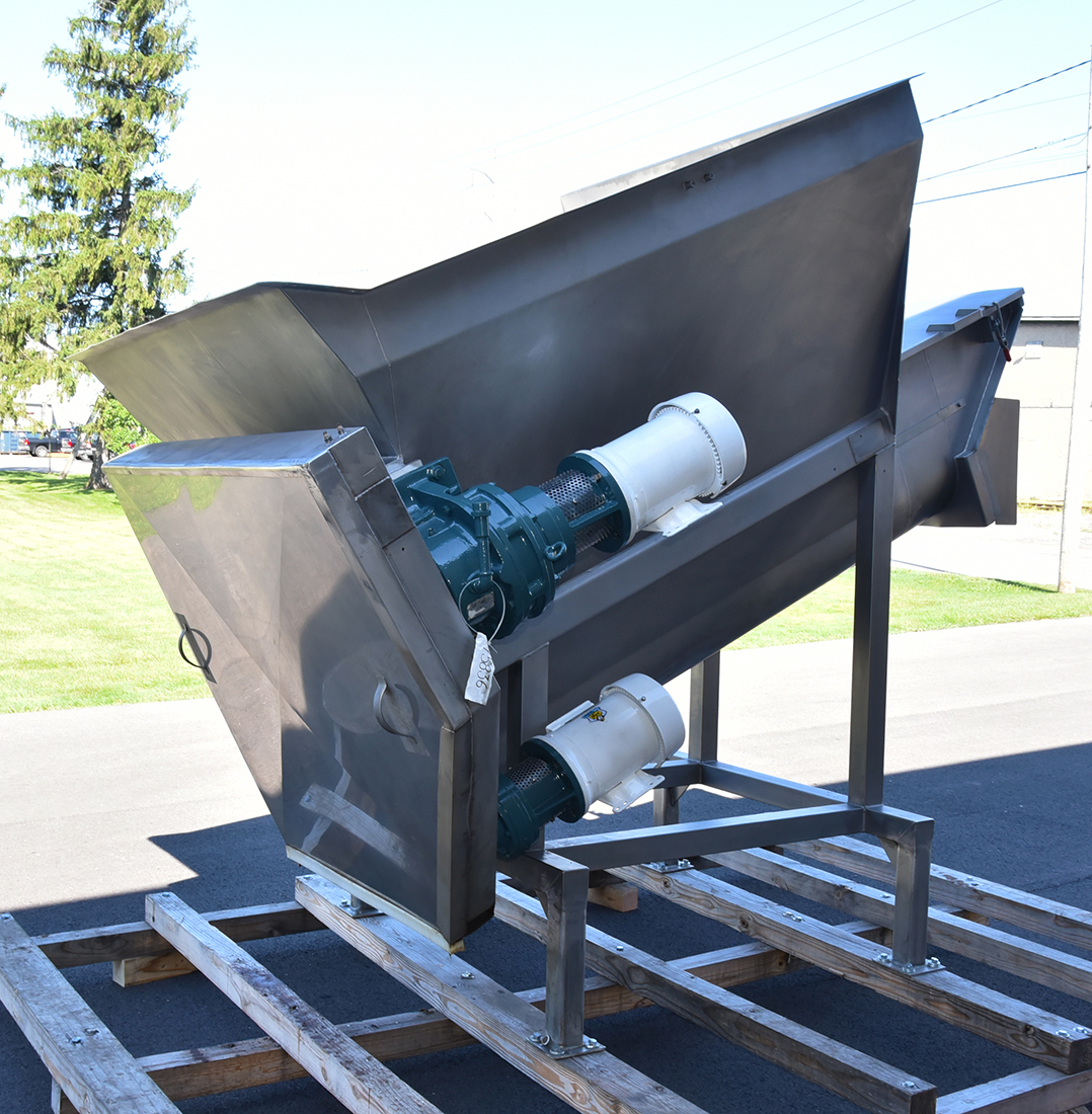 Agitated HOPPER over ELEVATING SCREW FEEDER, food grade sanitary ...